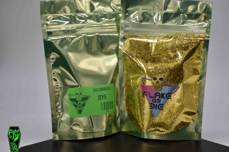 Goldbrick, Gold Metal Flake 015 hex for custom paint and resin projects.